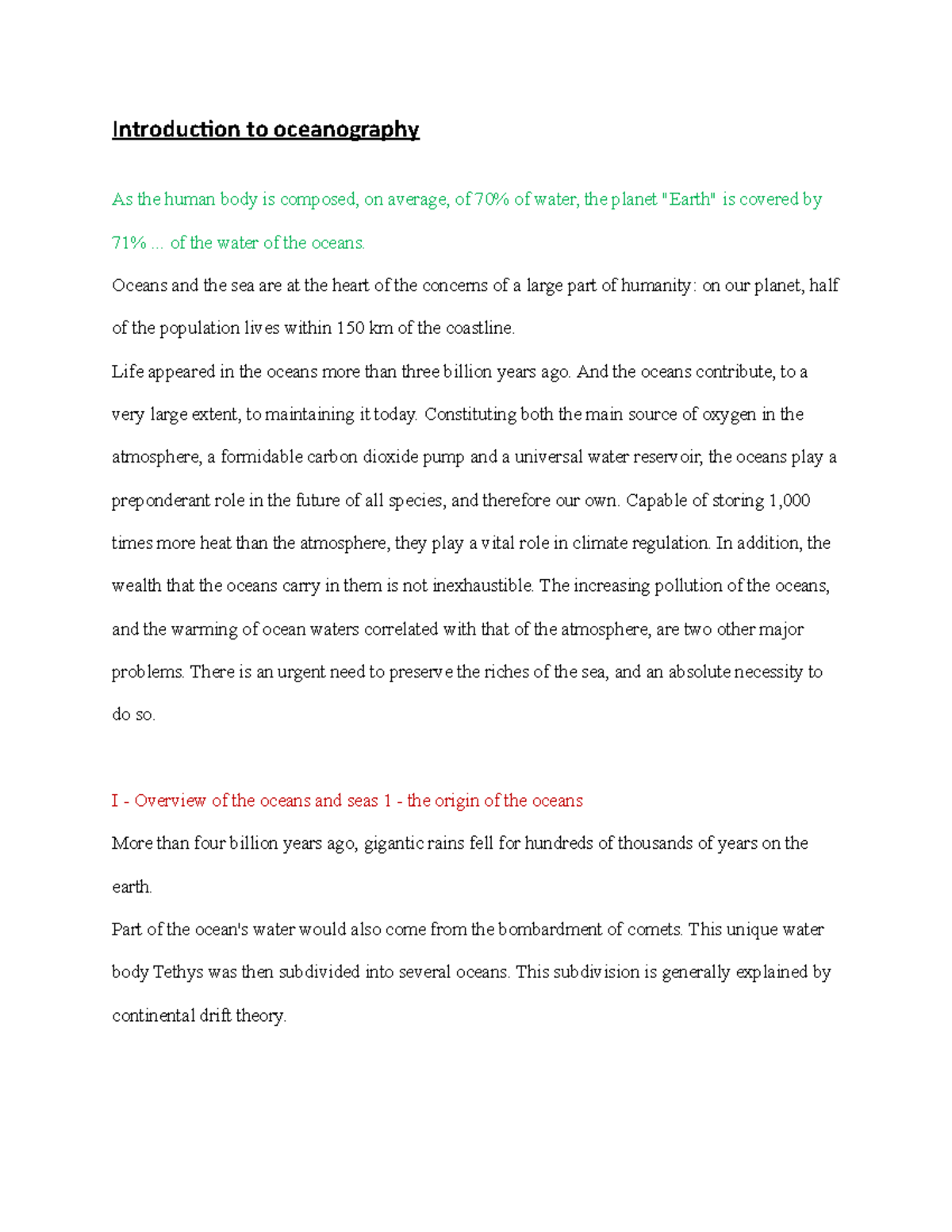 Introduction to oceanography - .. of the water of the oceans. Oceans ...