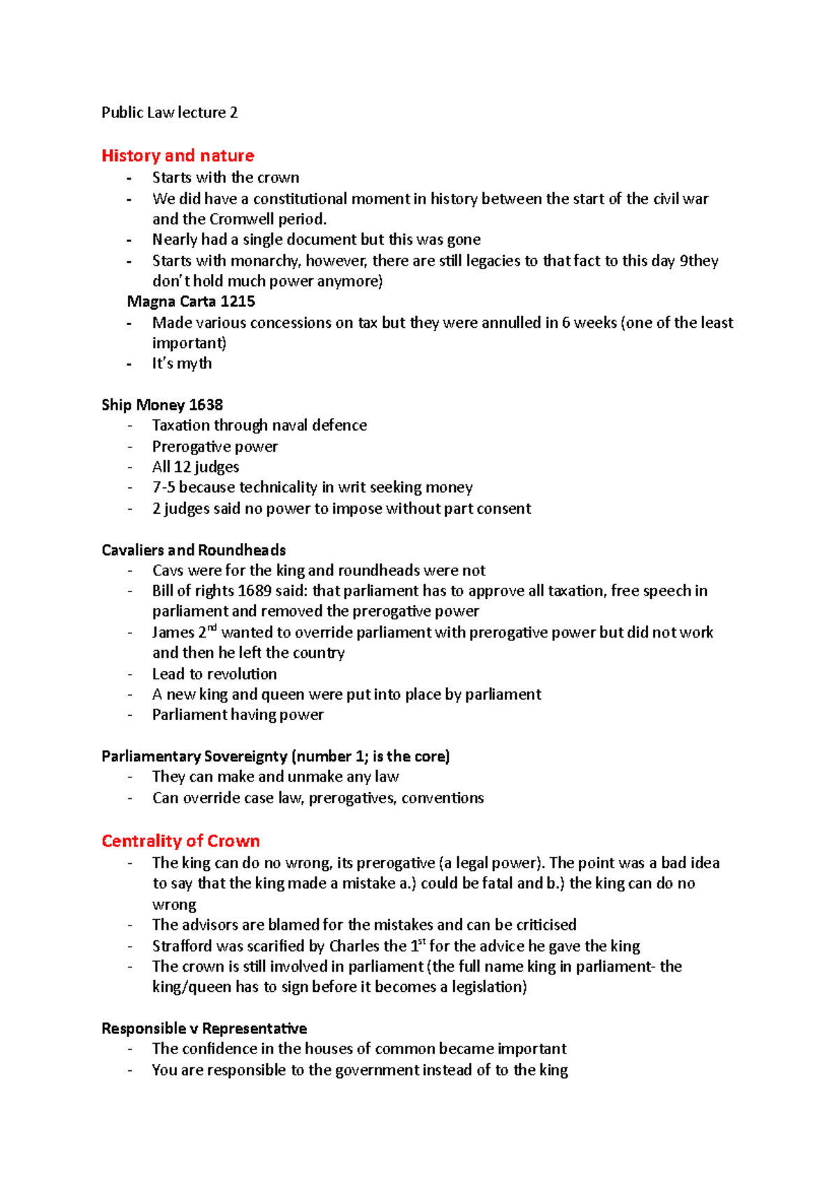 Public Law Lecture 2 Notes Looking At Rule Of Law Public Law Lecture 2 History And Nature