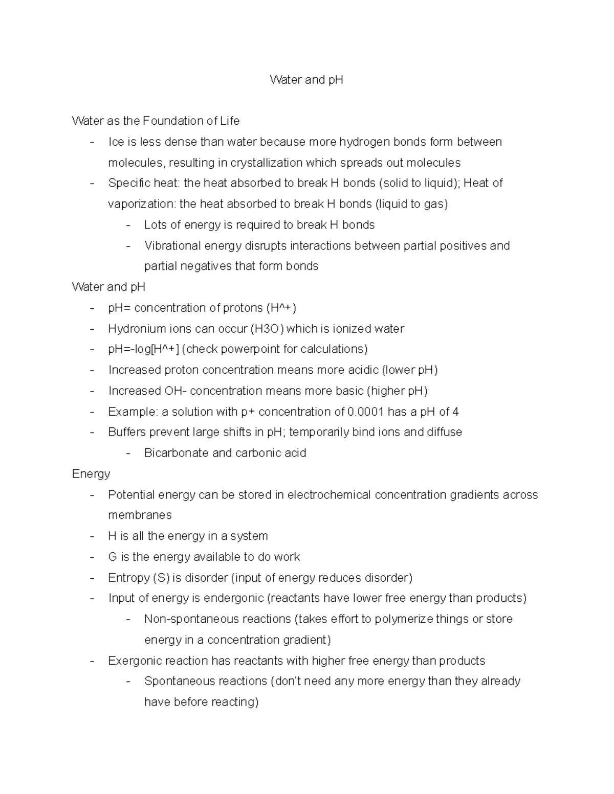 Biochem-Water and p H - Biochemistry; notes on water and the chemical ...