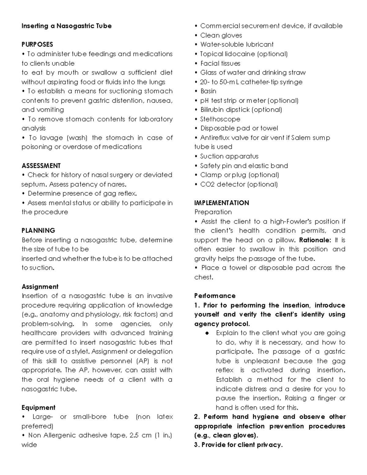 NGT - Nasogastric Book Version - Inserting a Nasogastric Tube PURPOSES ...