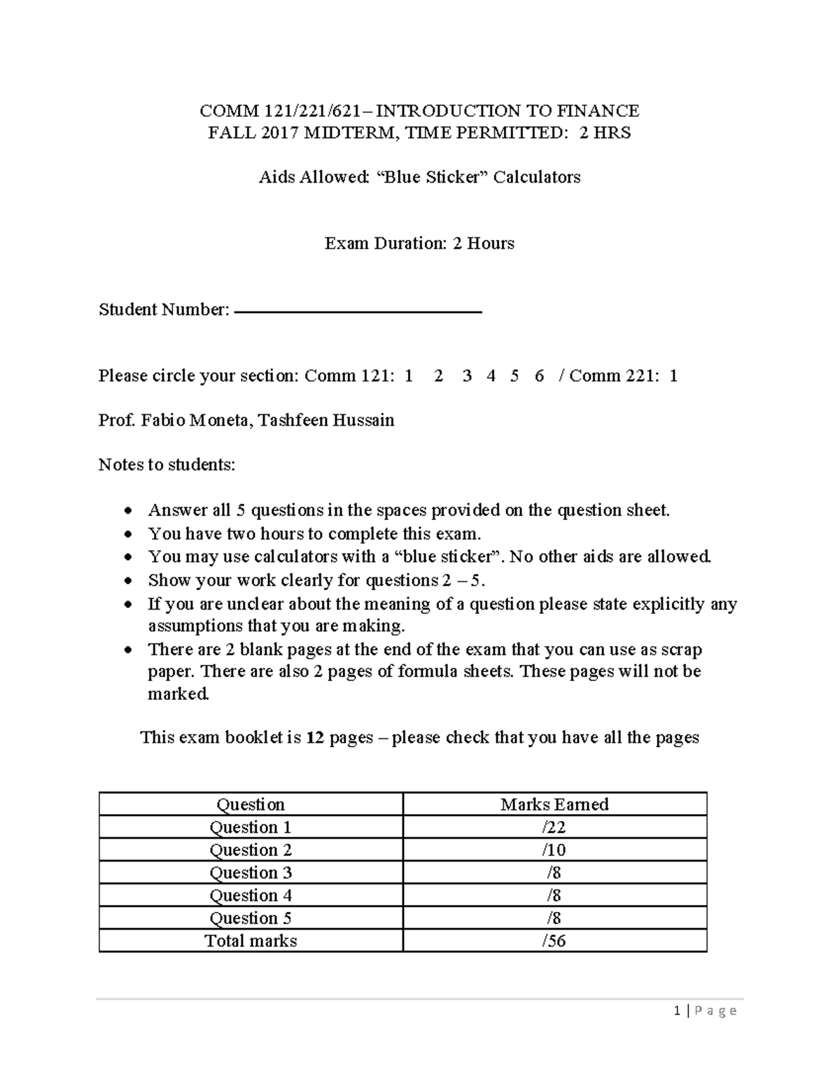 Comm 121 2017 Midterm No Solution Portal - COMM 121/221/621 ...