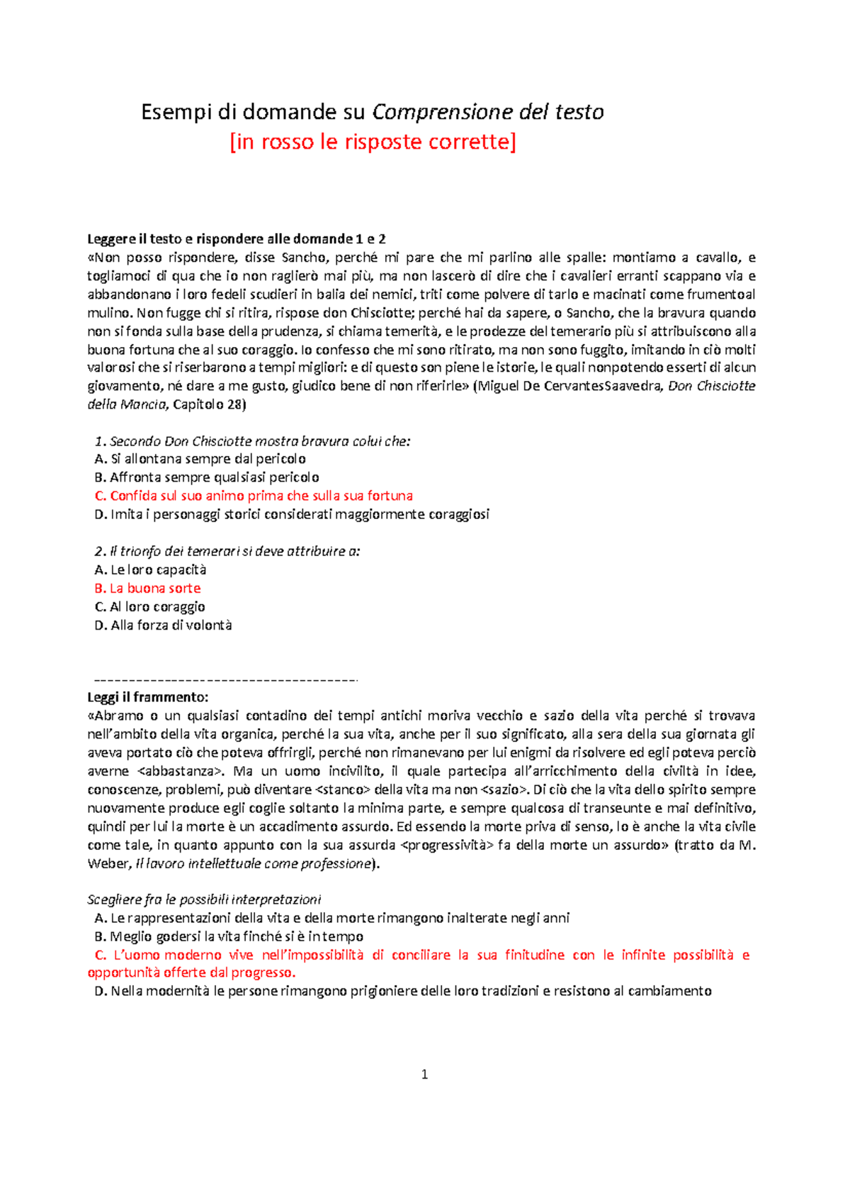 Esempi di domande su Comprensione del testo - Non fugge chi si ritira ...