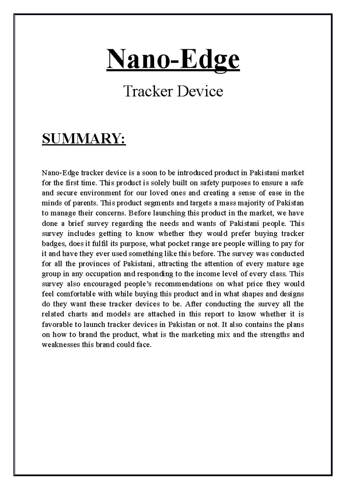 Nano-edge - Nano-Edge - Nano-Edge Tracker Device SUMMARY: Nano-Edge ...