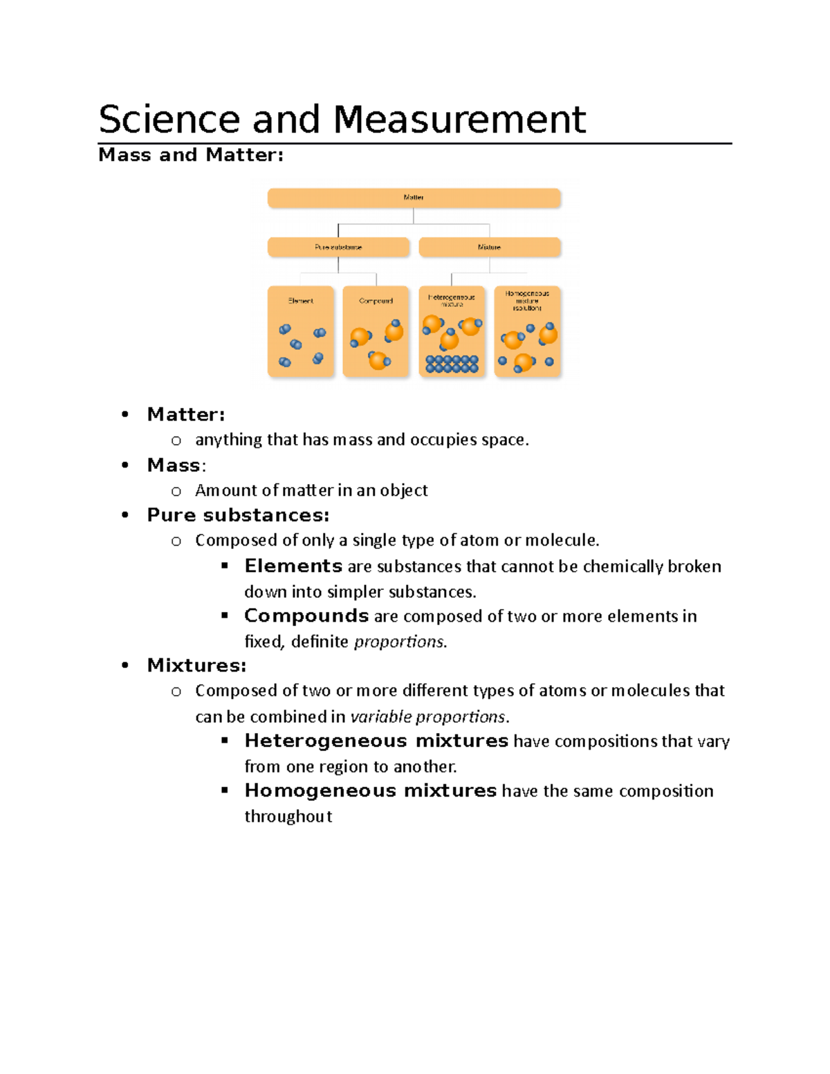 1. Science and Measurement - Science and Measurement Mass and Matter ...