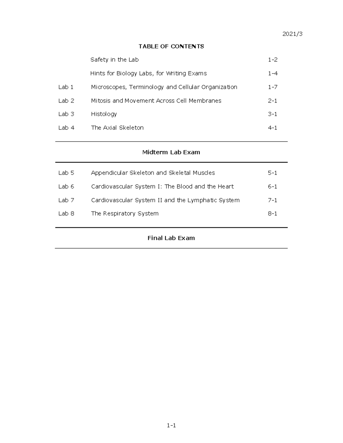 LAB 1 Microscopes Terminology AND CELL Structure 2021 3 - 2021 / 3 ...