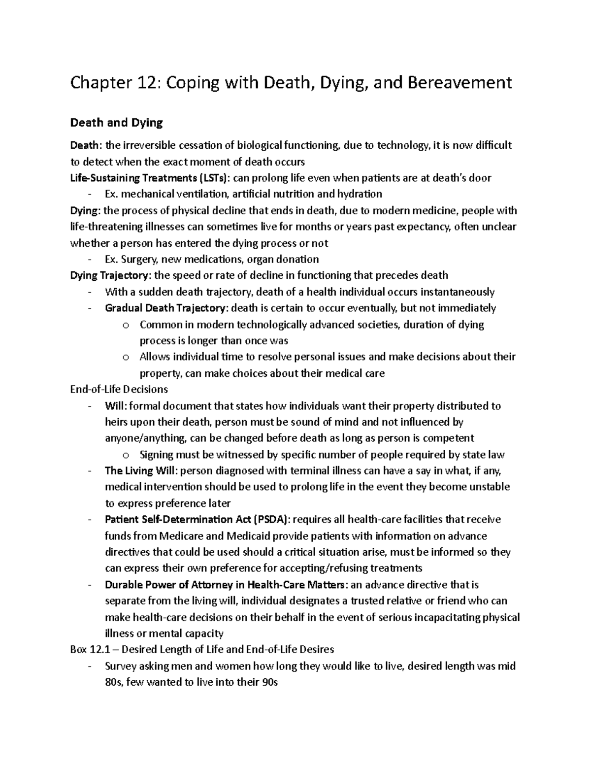 Coping with Death and Dying - Studocu