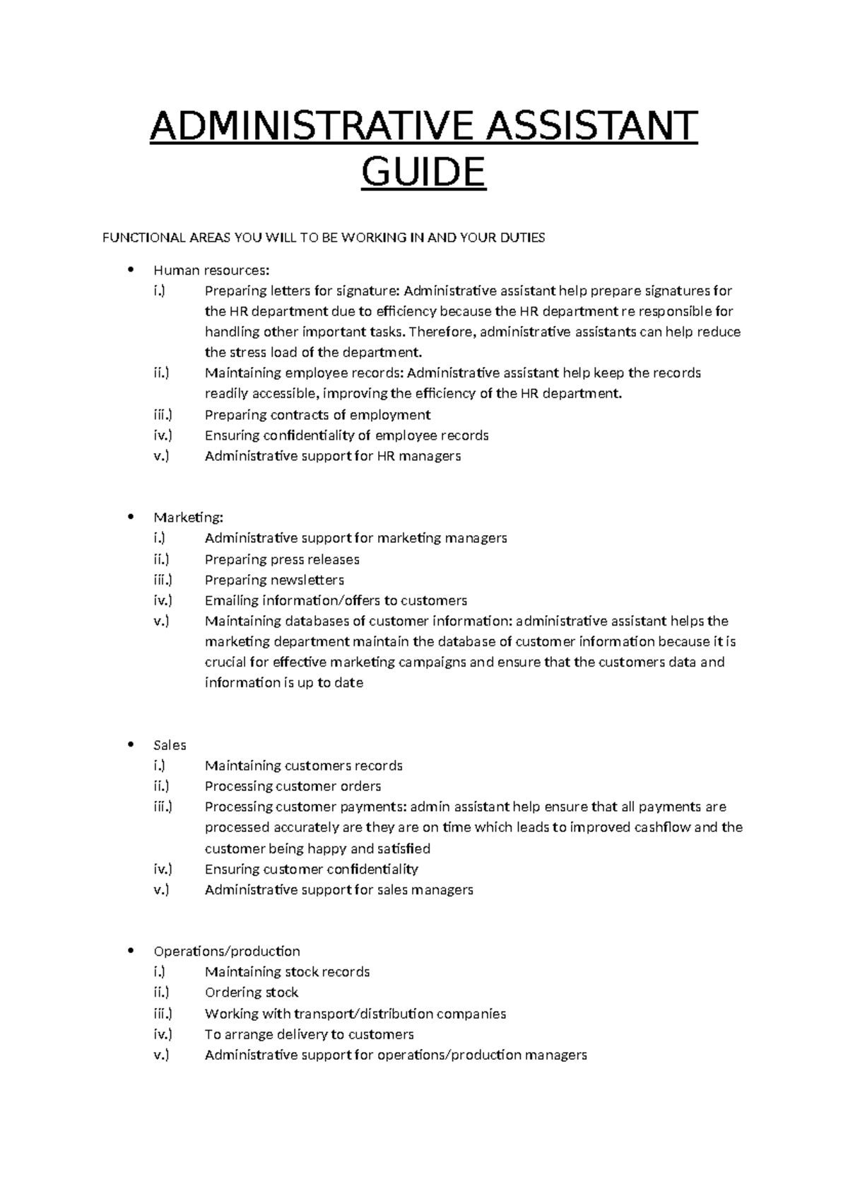 Administrative Assistant Guide - ADMINISTRATIVE ASSISTANT GUIDE ...