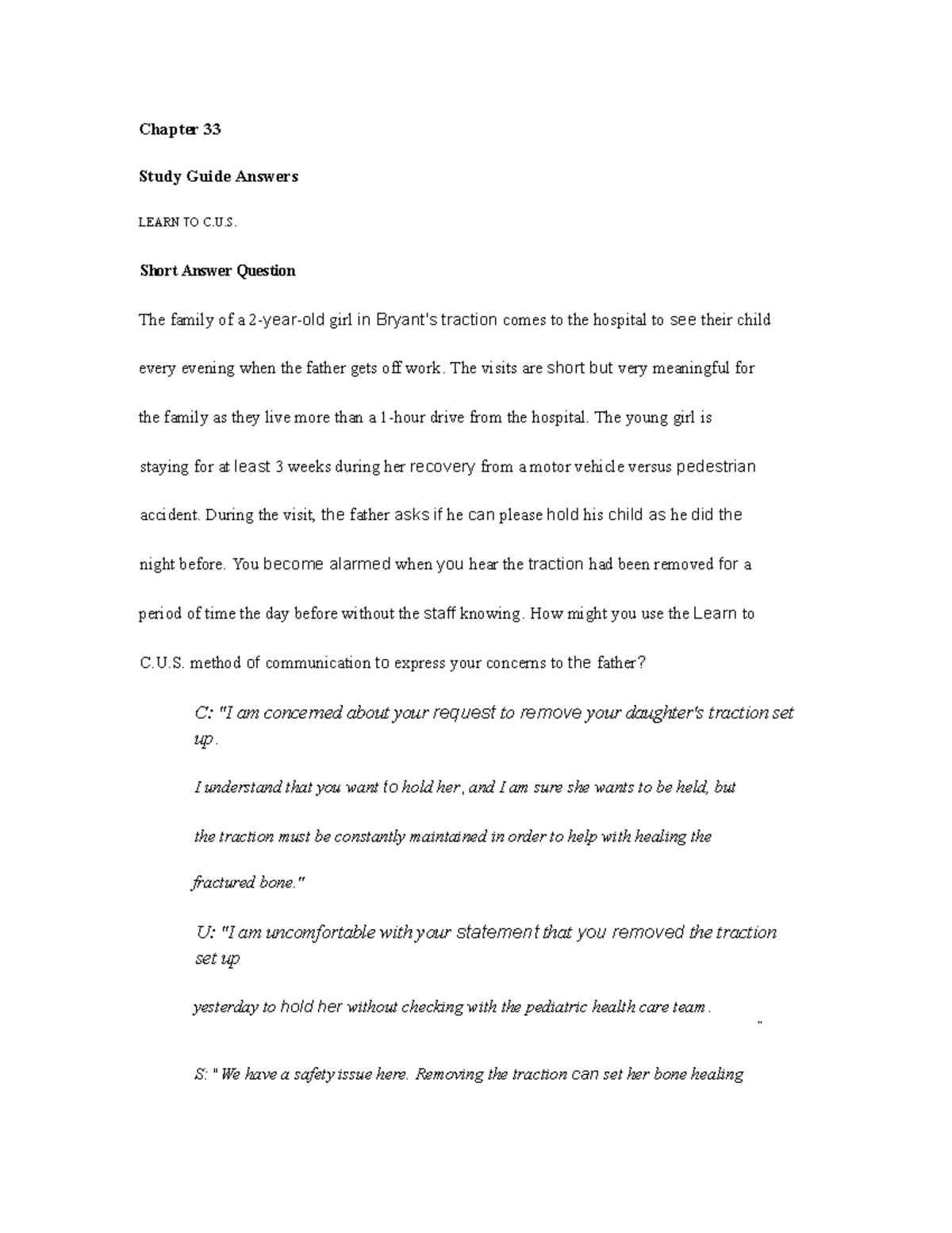 Copy of PEDS Ch 33, Study Guide Answers - Chapter 33 Study Guide ...