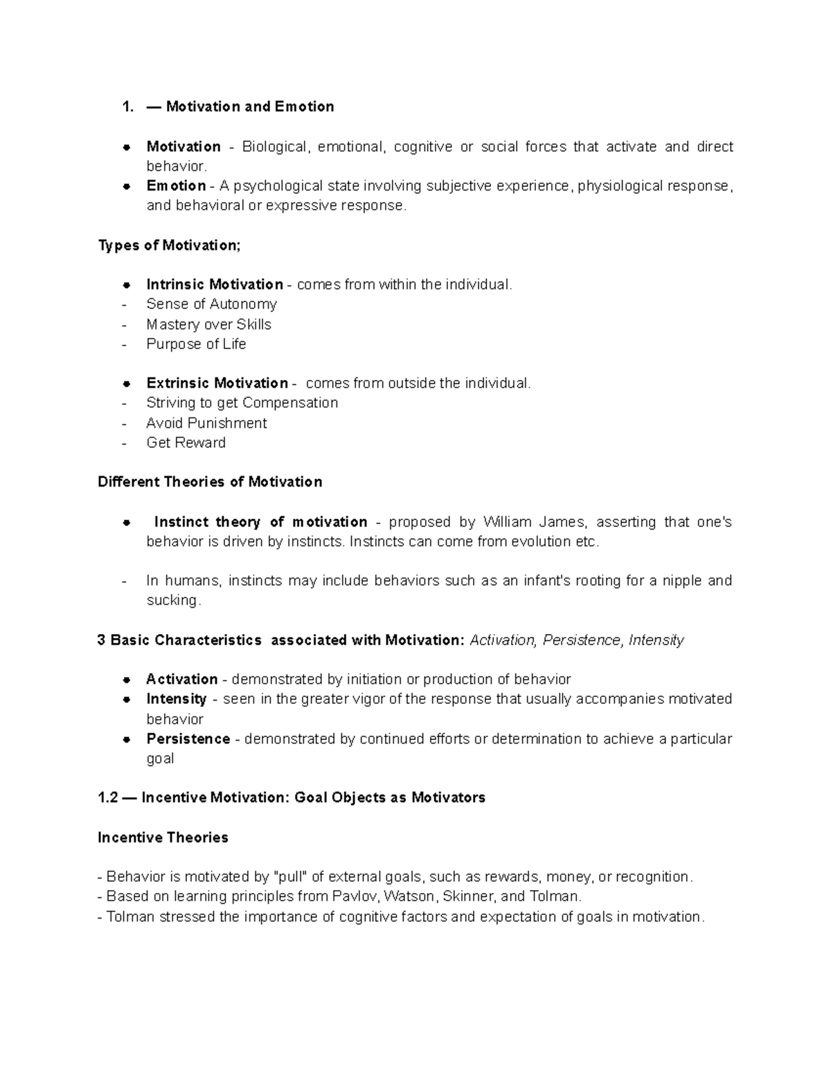 Group 3 - Chapter Outline Motivation and Emotion - — Motivation and ...