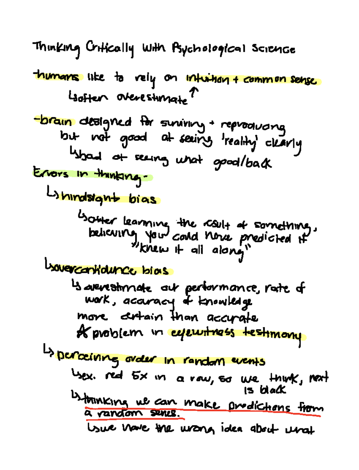 Chapter 1 - Class notes - Thinking Critically With Psychological ...