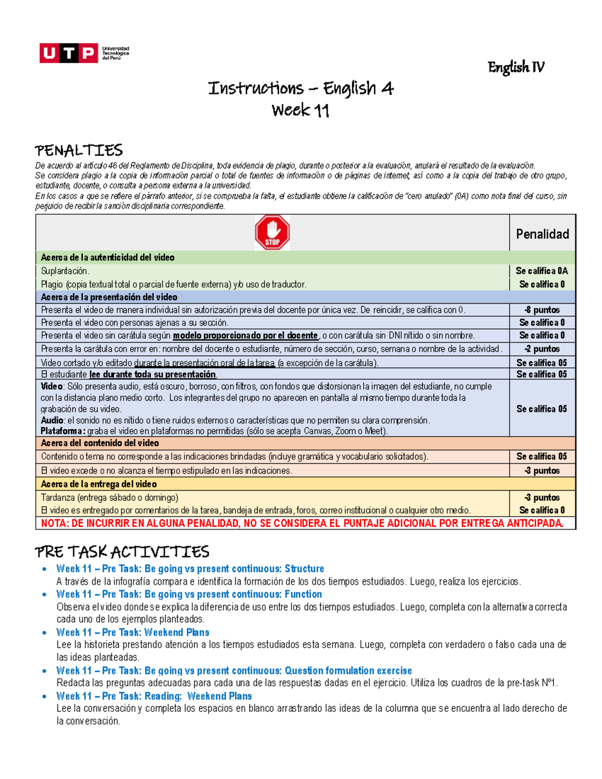 Week 11 - Indicaciones en español - Inglés 4 - English IV Instructions ...