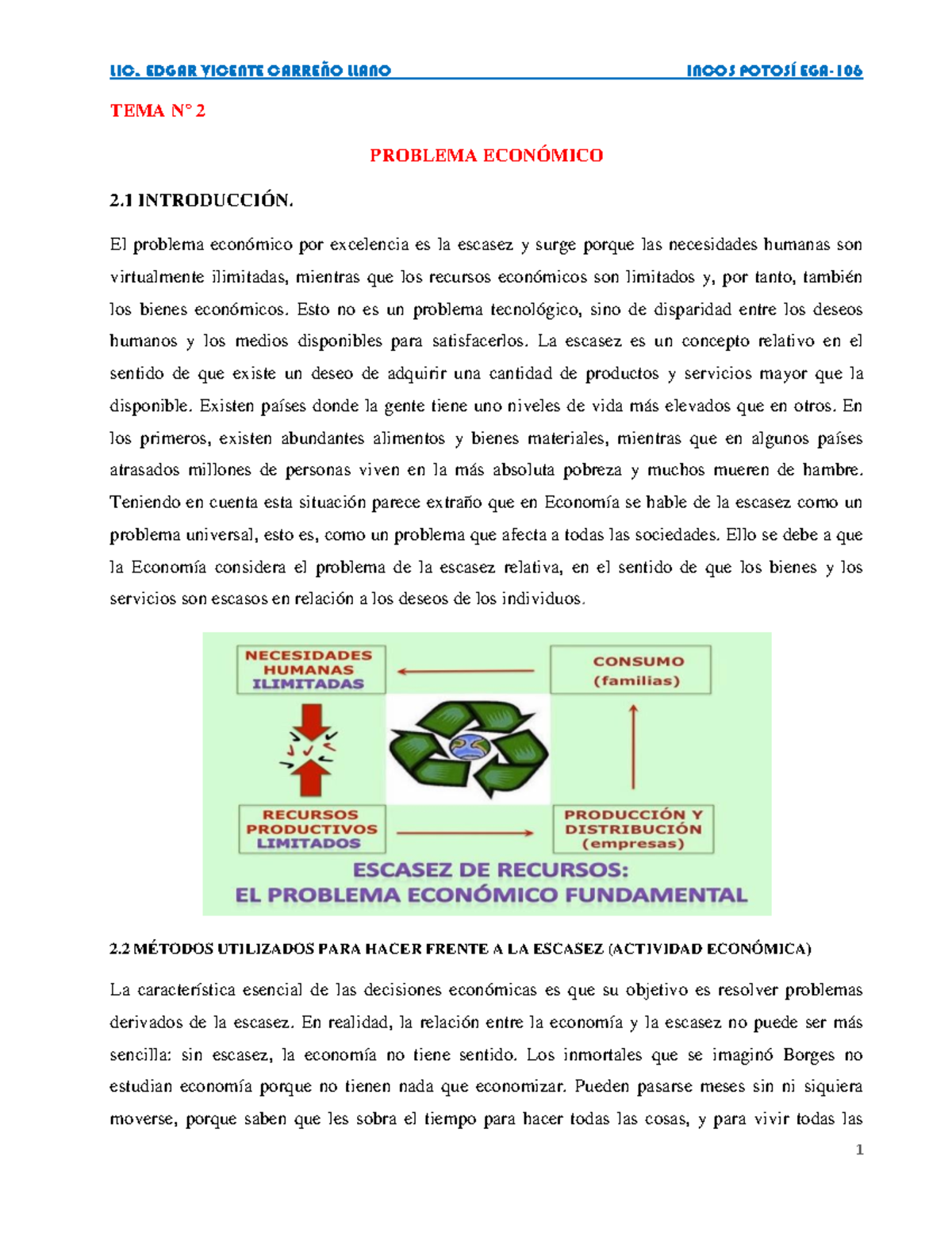 TEMA N° 2 Incos 2022 - tema de economía general - TEMA N° 2 PROBLEMA ...