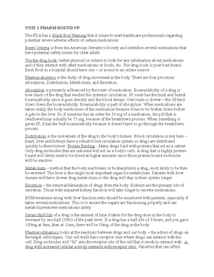 UNIT 1 Round UP Pharm Theory - UNIT 1 ROUND UP PHARM THEORY: The FDA ...