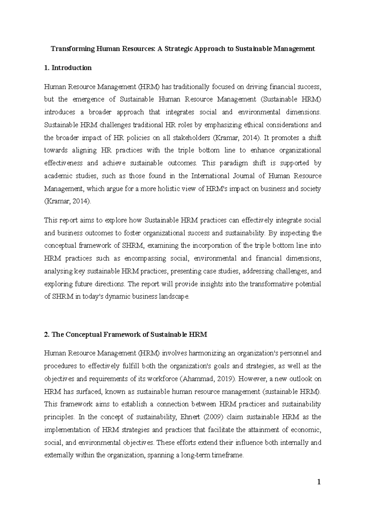 HRM report - Transforming Human Resources: A Strategic Approach to ...