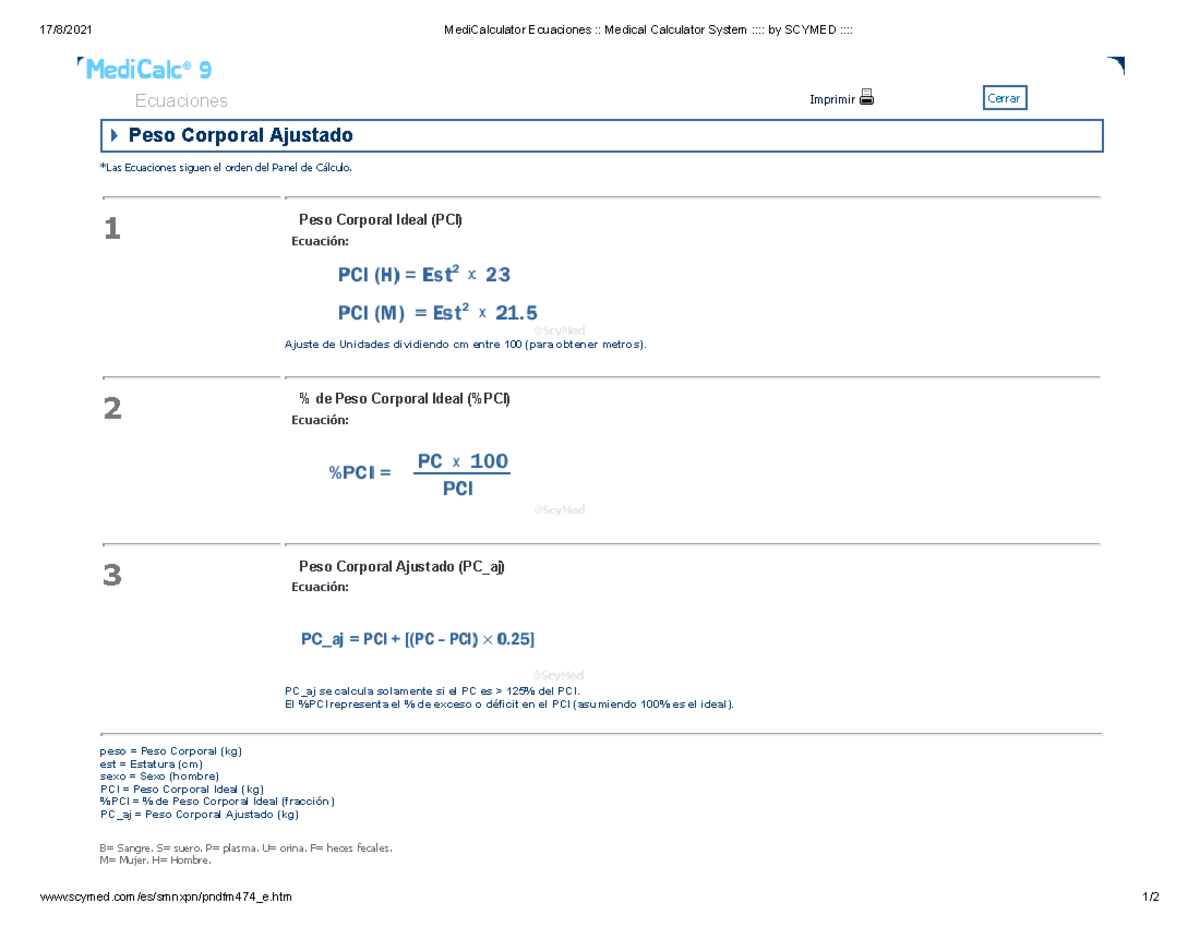 Medi Calculator Ecuaciones Medical Calculator System by Scymed ...