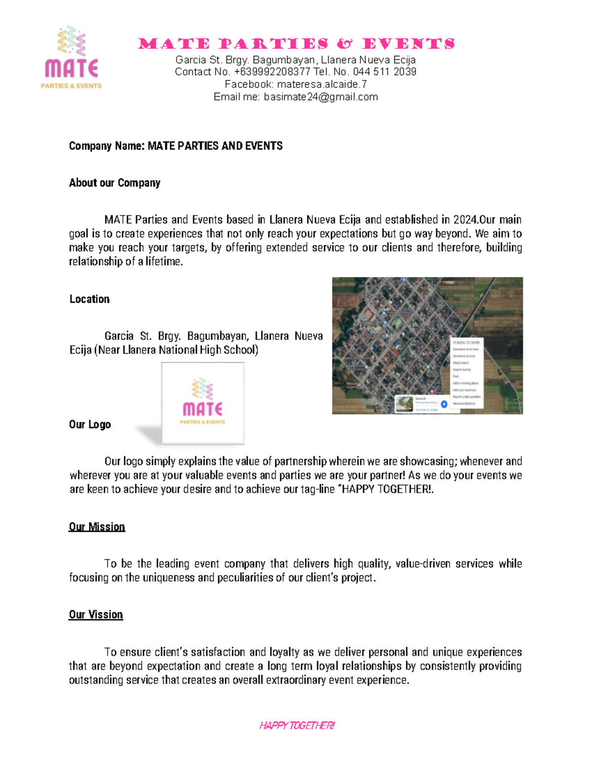 MATE Parties - Garcia St. Brgy. Bagumbayan, Llanera Nueva Ecija Contact ...
