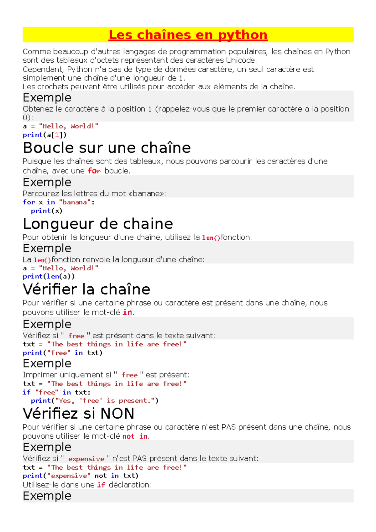 Chapitre 2 Python les chaines de caracteres Raihani - Les chaînes en ...