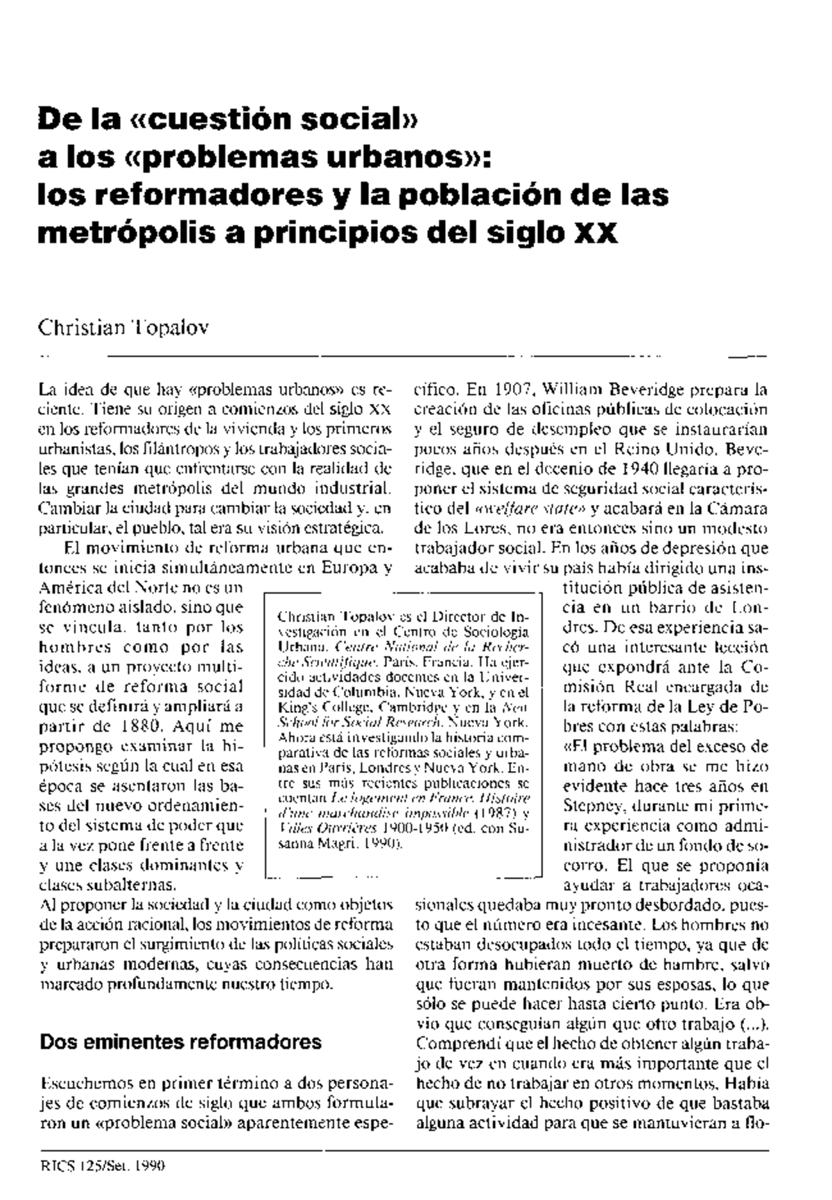 Topalov capítulo - Okkh - D e la «cuestión social» a los «problemas ...