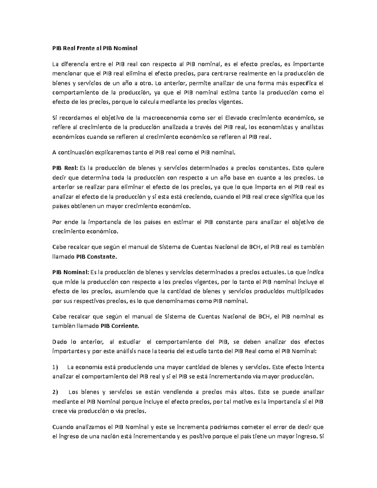 Macroeconomia 2 - material de estudio - PIB Real Frente al PIB Nominal ...