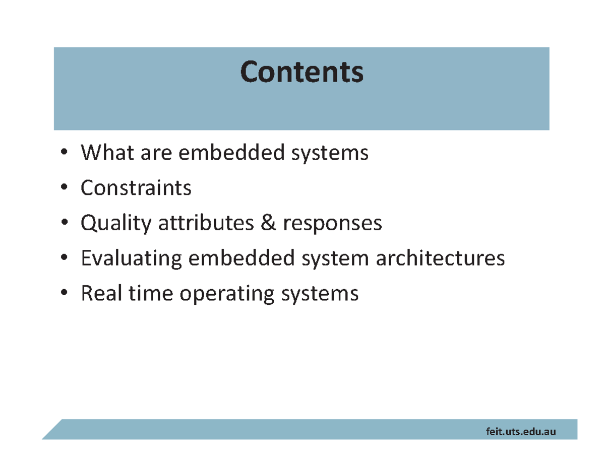 Embedded software 2021 - Contents What are embedded systems Constraints ...