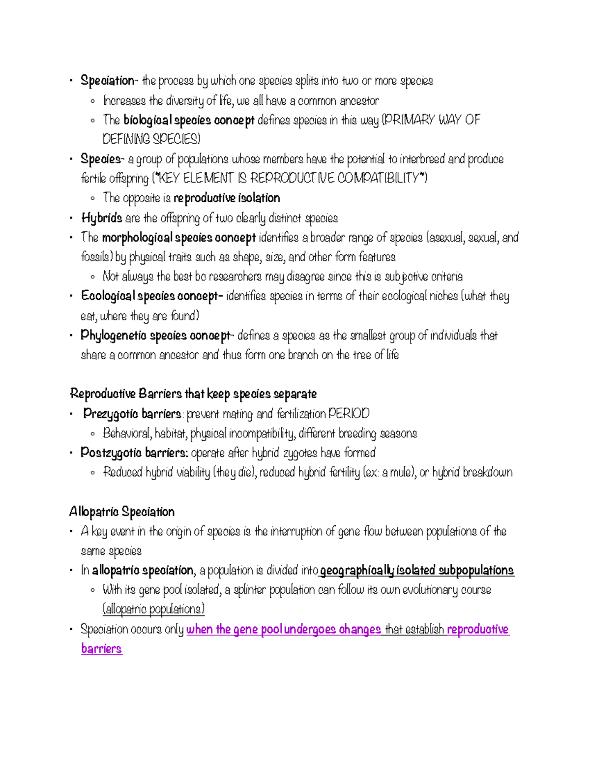 Chapter 14- the origin of species - the process which one species ...