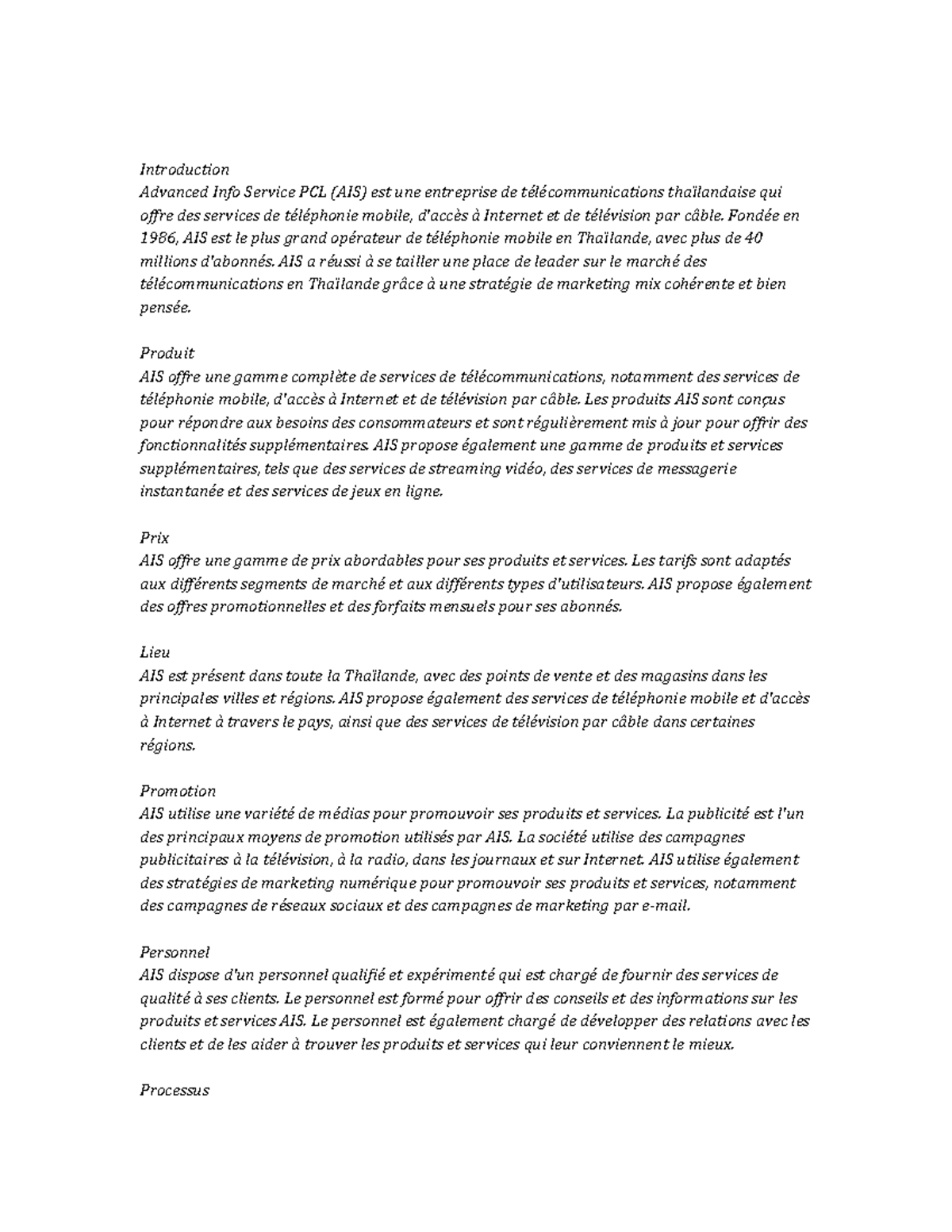 Advanced Info Service PCL marketing mix - Introduction Advanced Info ...