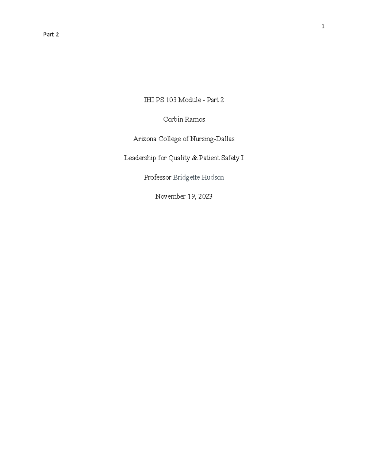 IHI PS 103 Module Part 2 - 1 Part 2 IHI PS 103 Module - Part 2 Corbin ...