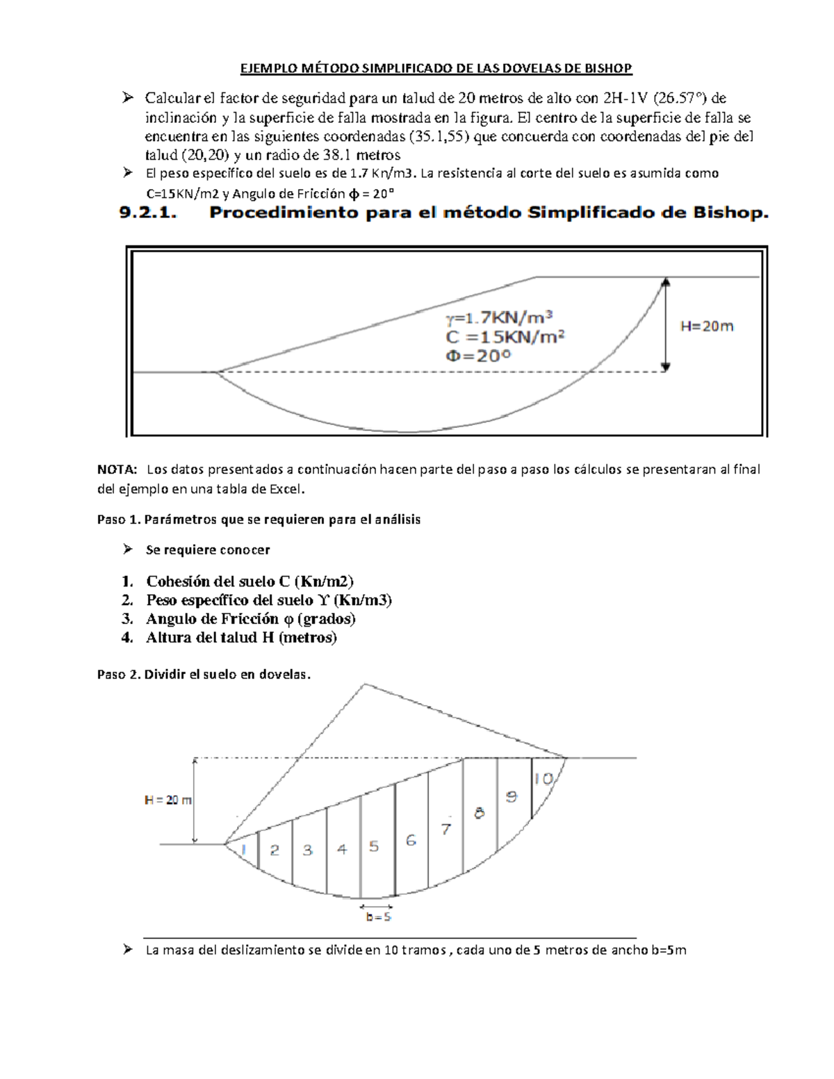 393405354 estabilidad de taludes docx - EJEMPLO MÉTODO SIMPLIFICADO DE ...