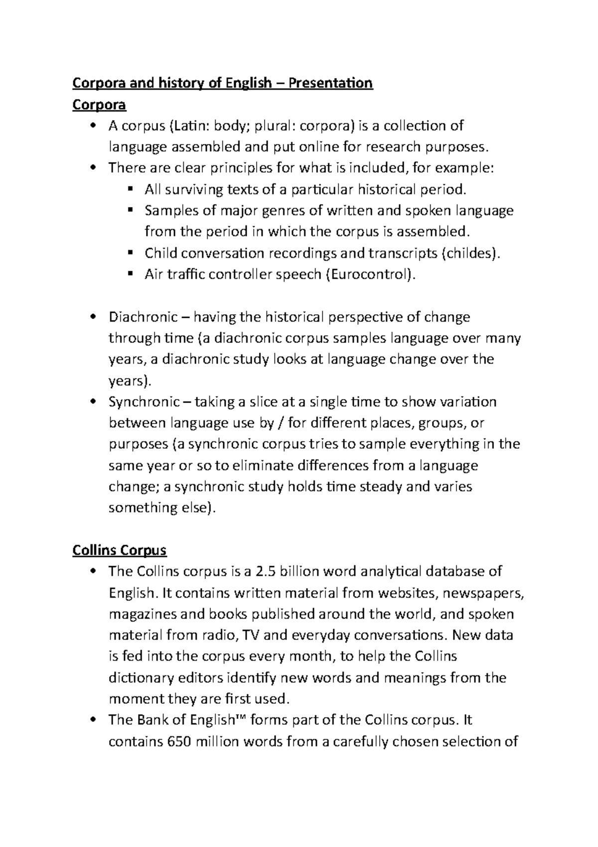 Corpora and history of English - There are clear principles for what is ...