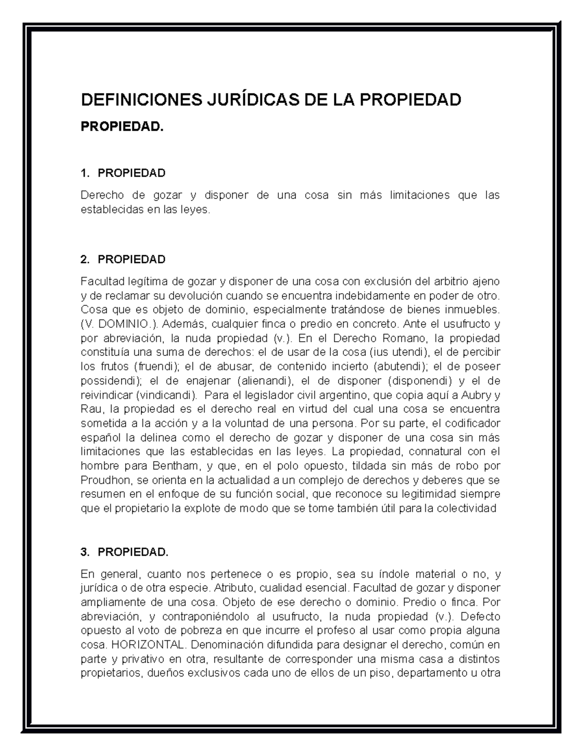Propiedad - DEFINICIONES JURÍDICAS DE LA PROPIEDAD PROPIEDAD. 1 ...