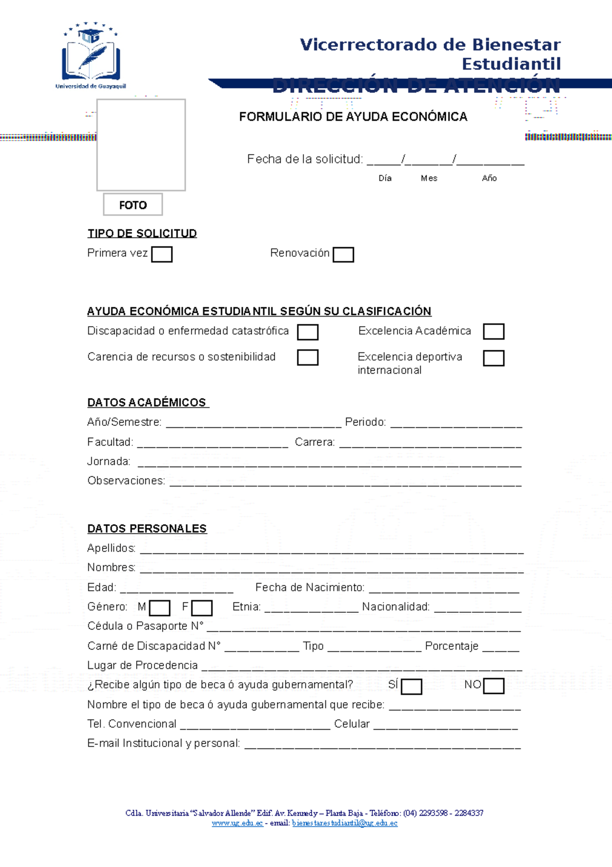 Formulario de inscripcion 2017 - Vicerrectorado de Bienestar ...