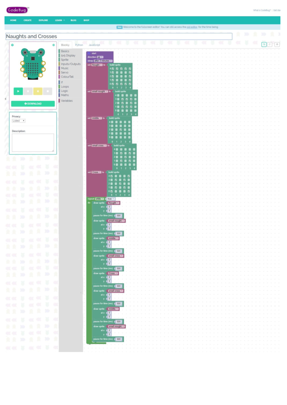 06b noughts and cross - This is a practice guide for coding - Code Bug ...