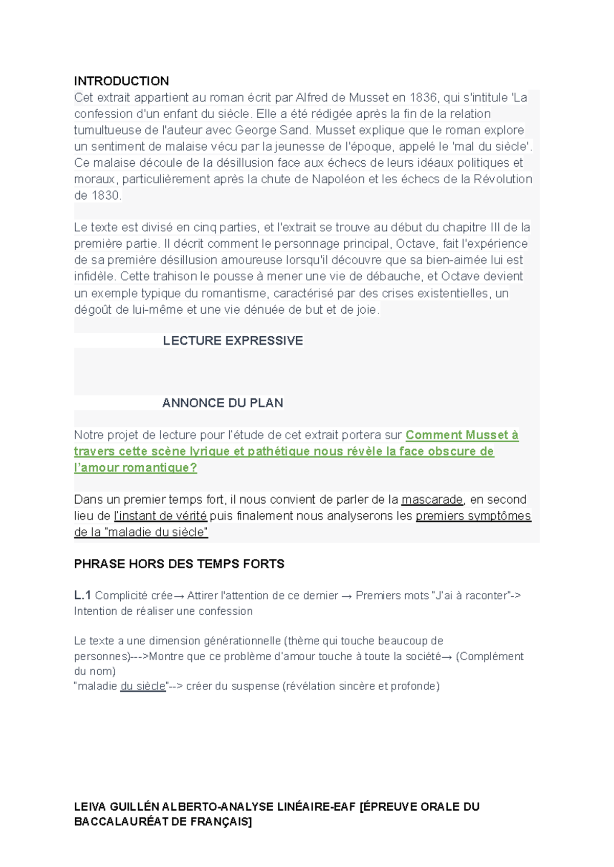 Texte Nº1- Fiche DE Révision - INTRODUCTION Cet extrait appartient au ...