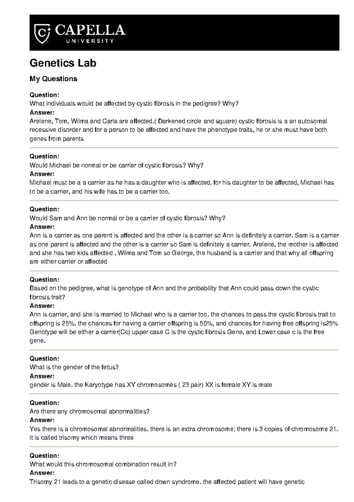 BIO FPX1000 Abouelnaga Ibrahim Assessment 5-1 - Genetics Lab My Questions Question: What ...