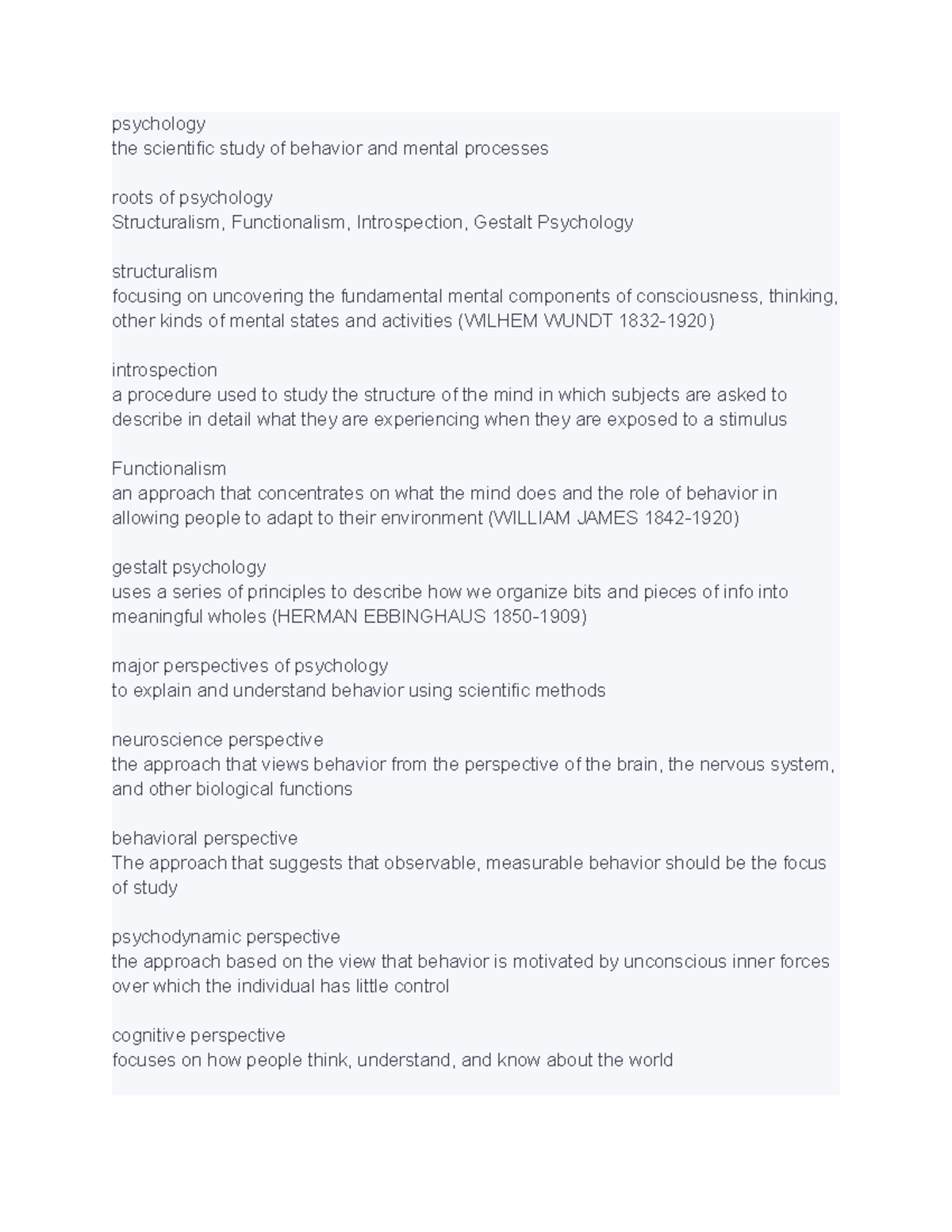 Psych 101 notes - This is for Alese Nelson. - psychology the scientific ...