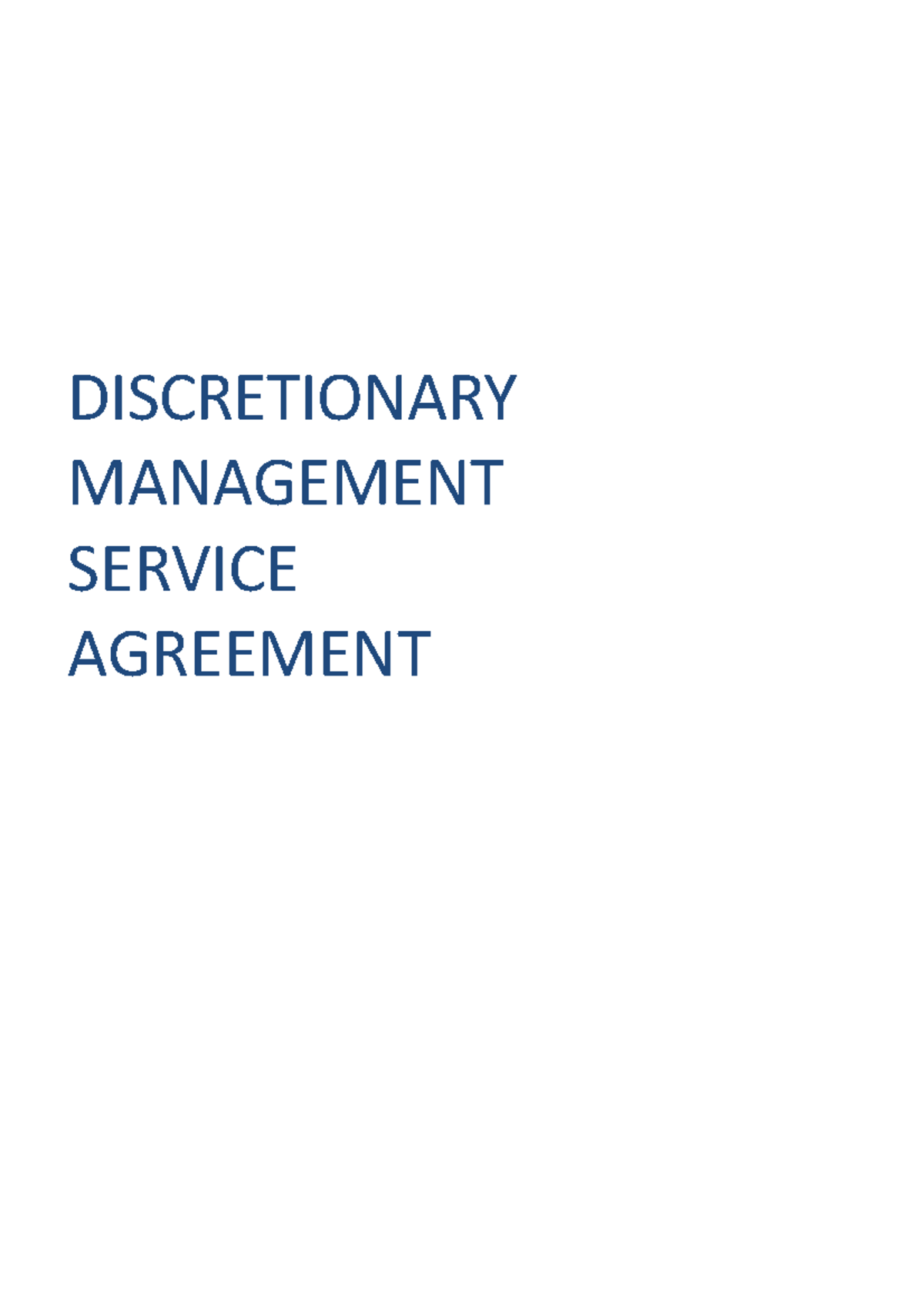 Discretionary Management Service Agreement word document ...