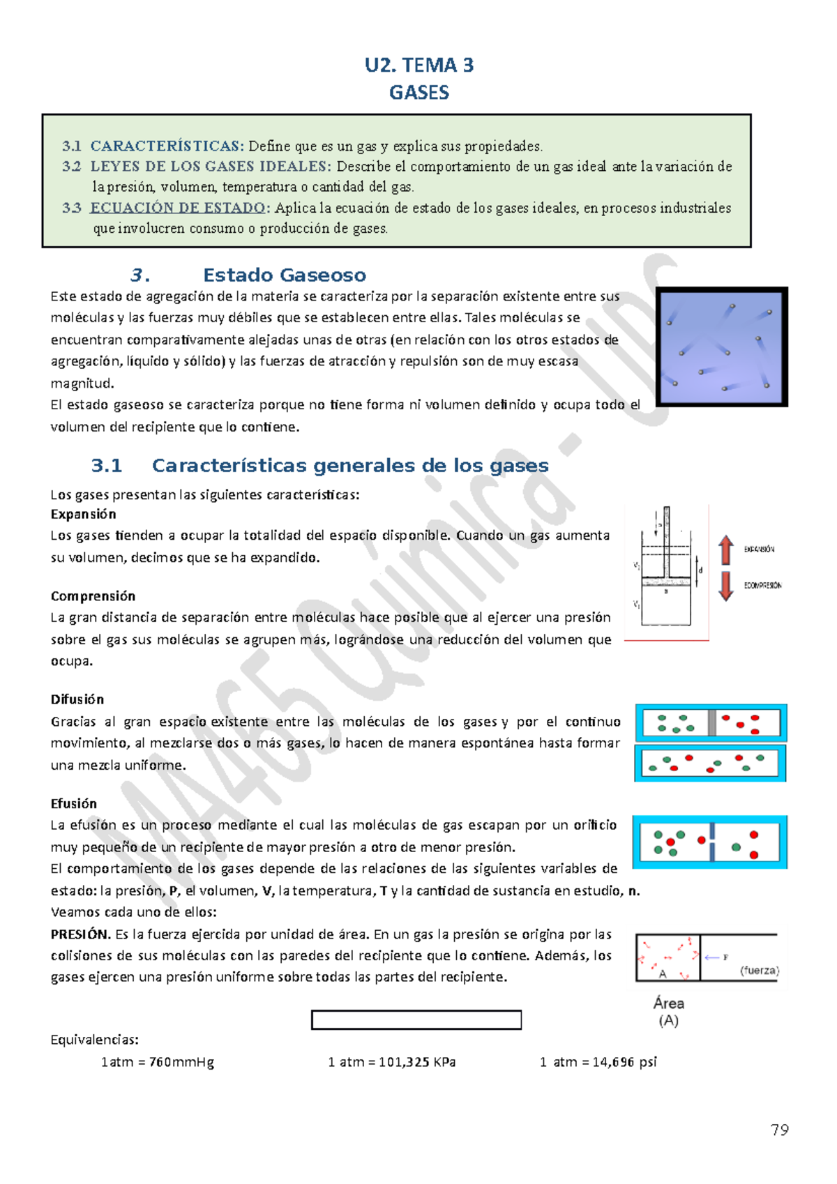 07 gases - U2. TEMA 3 GASES 3 CARACTERÍSTICAS: Define que es un gas y ...