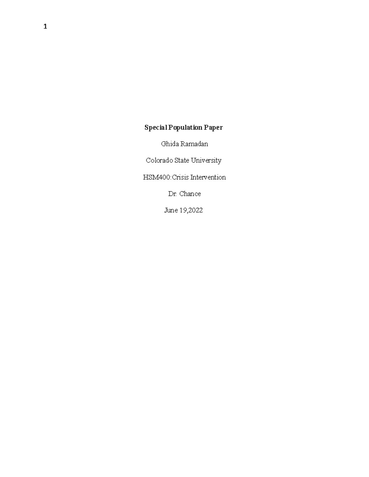 Special Population Paper - Special Population Paper Ghida Ramadan ...