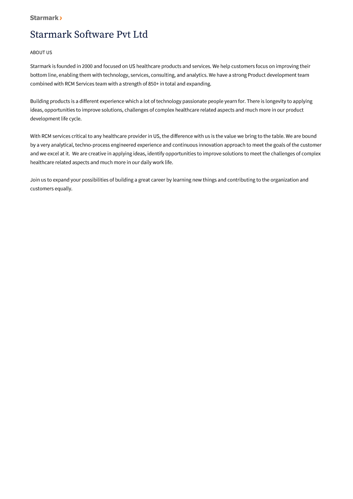 Organization Description - Starmark Software Pvt Ltd ABOUT US Starmark ...