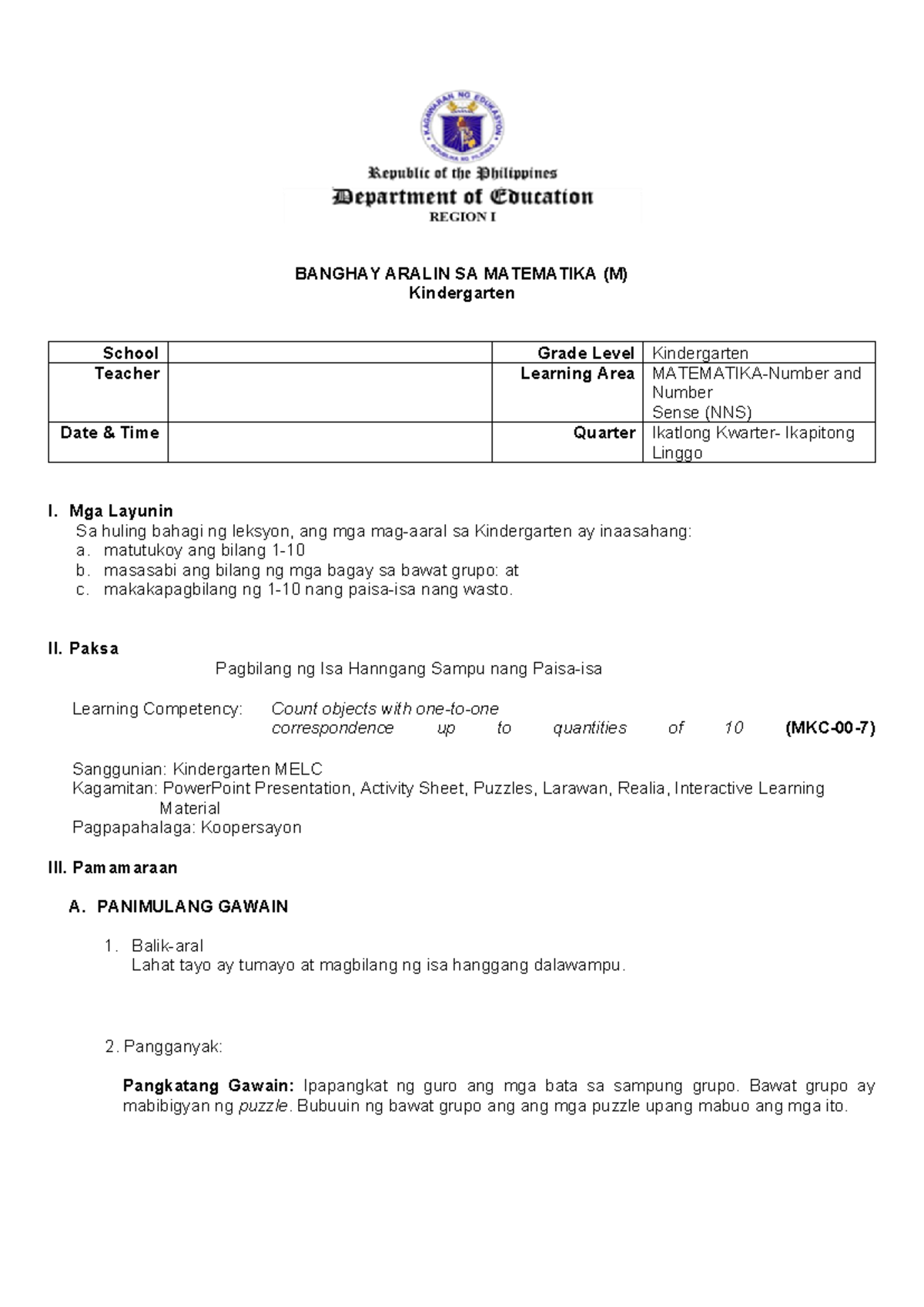 DLP-COT- Quarter-3-WEEK-7 - BANGHAY ARALIN SA MATEMATIKA (M ...