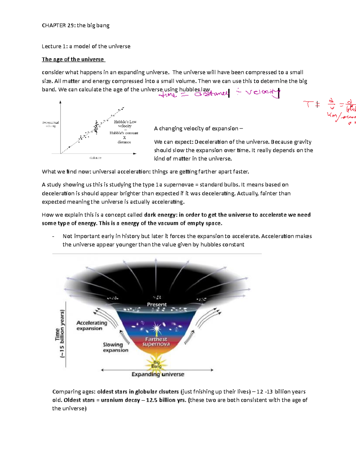 CH 29 - Lecture notes 1-3 - Lecture 1: a model of the universe The age ...