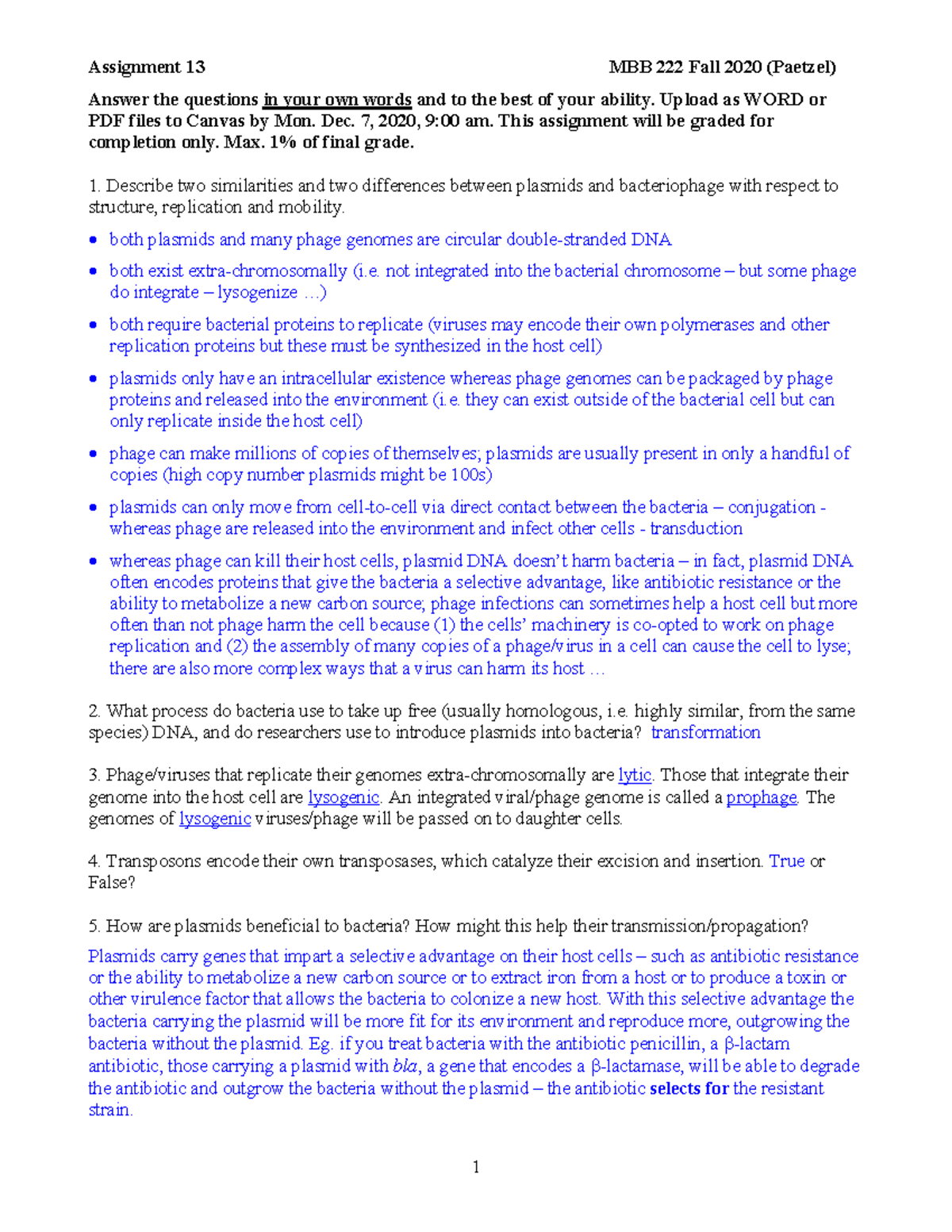 Assignment 13-key-1 - Key - Answer the questions in your own words and ...