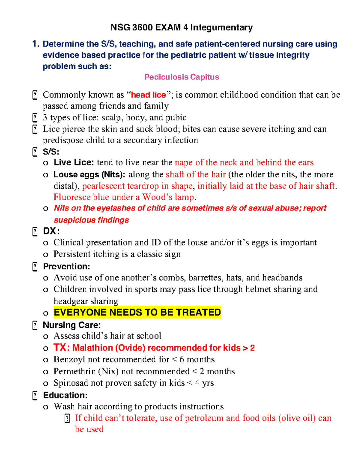 3600 exam 4 integumentary - NSG 3600 EXAM 4 Integumentary 1. Determine ...
