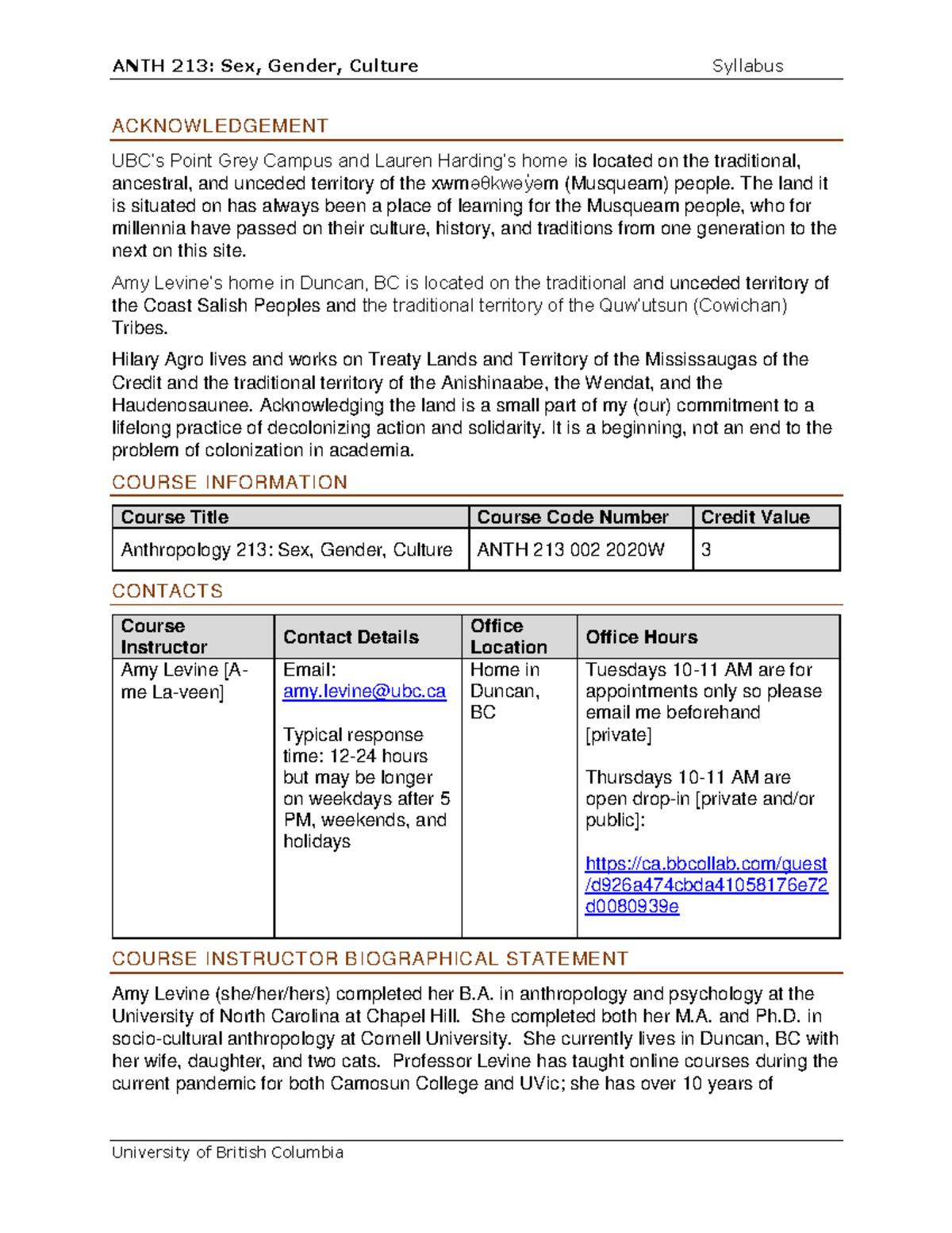 213syllabus - Syllabus - ACKNOWLEDGEMENT UBC’s Point Grey Campus and ...