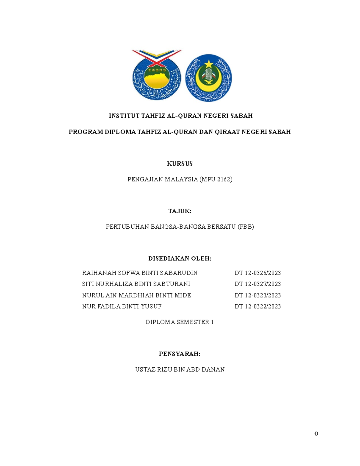 Pengajian malaysia esei - INSTITUT TAHFIZ AL-QURAN NEGERI SABAH PROGRAM ...