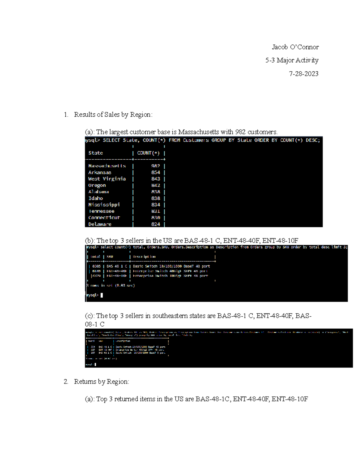 5-3 Major Activity - Answers for 5-3 - Jacob O’Connor 5-3 Major ...