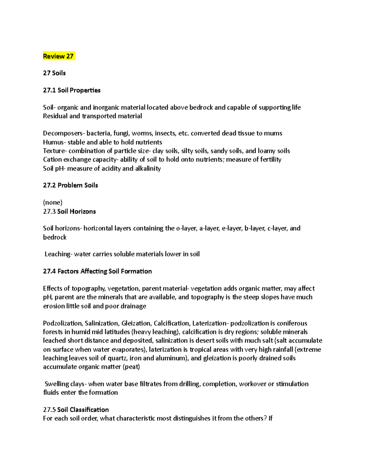 Review 27 exam 4 lecture notes physical geography - Review 27 27 Soils ...