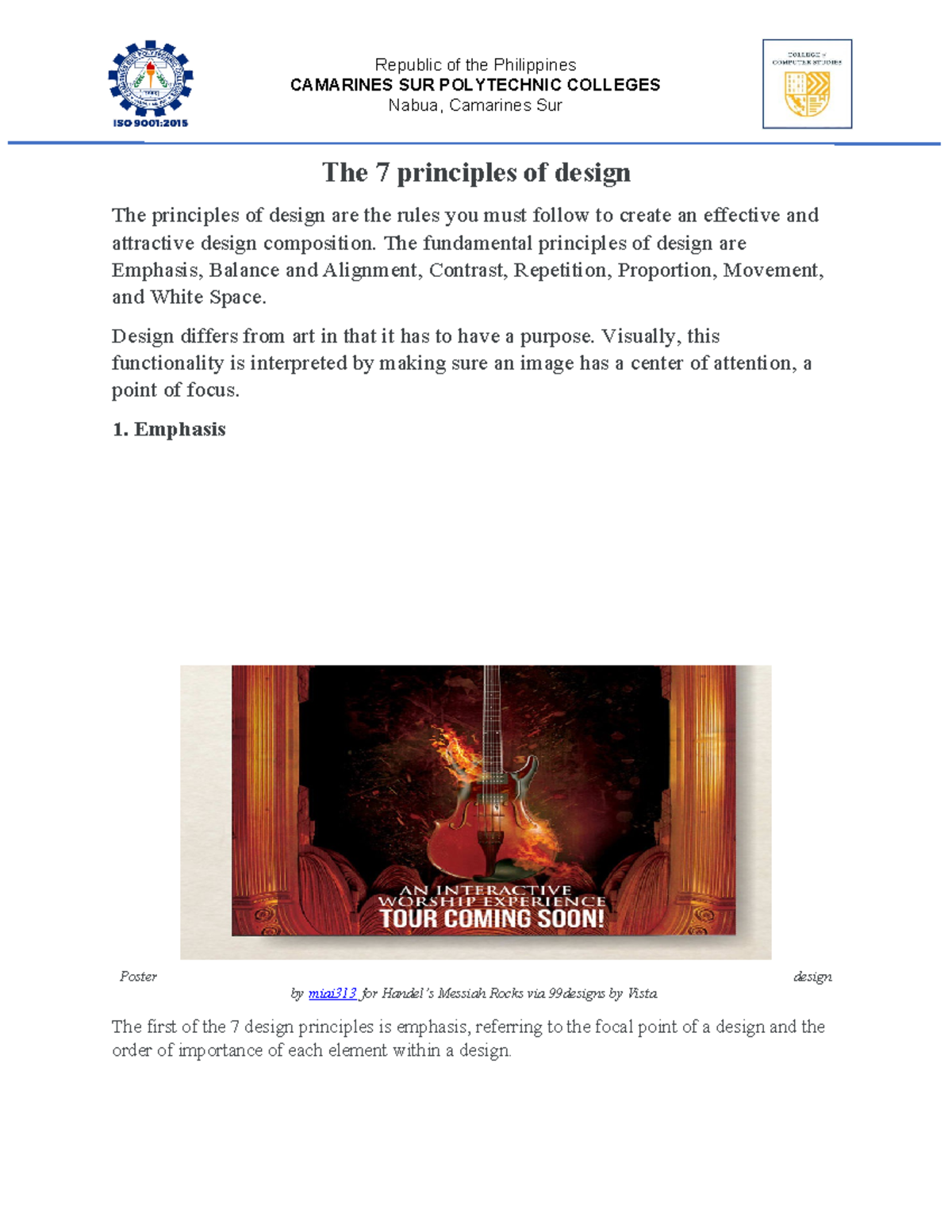 Principle of Design pat - CAMARINES SUR POLYTECHNIC COLLEGES Nabua ...