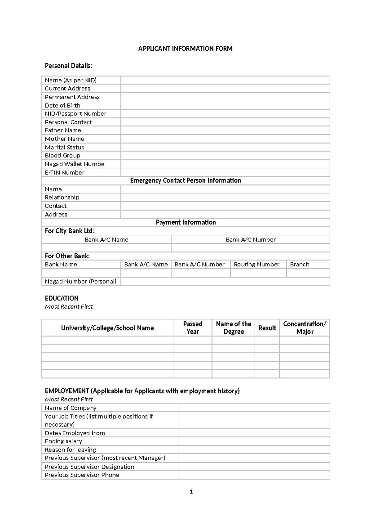 Applicant Information Form-converted - 1 APPLICANT INFORMATION FORM ...