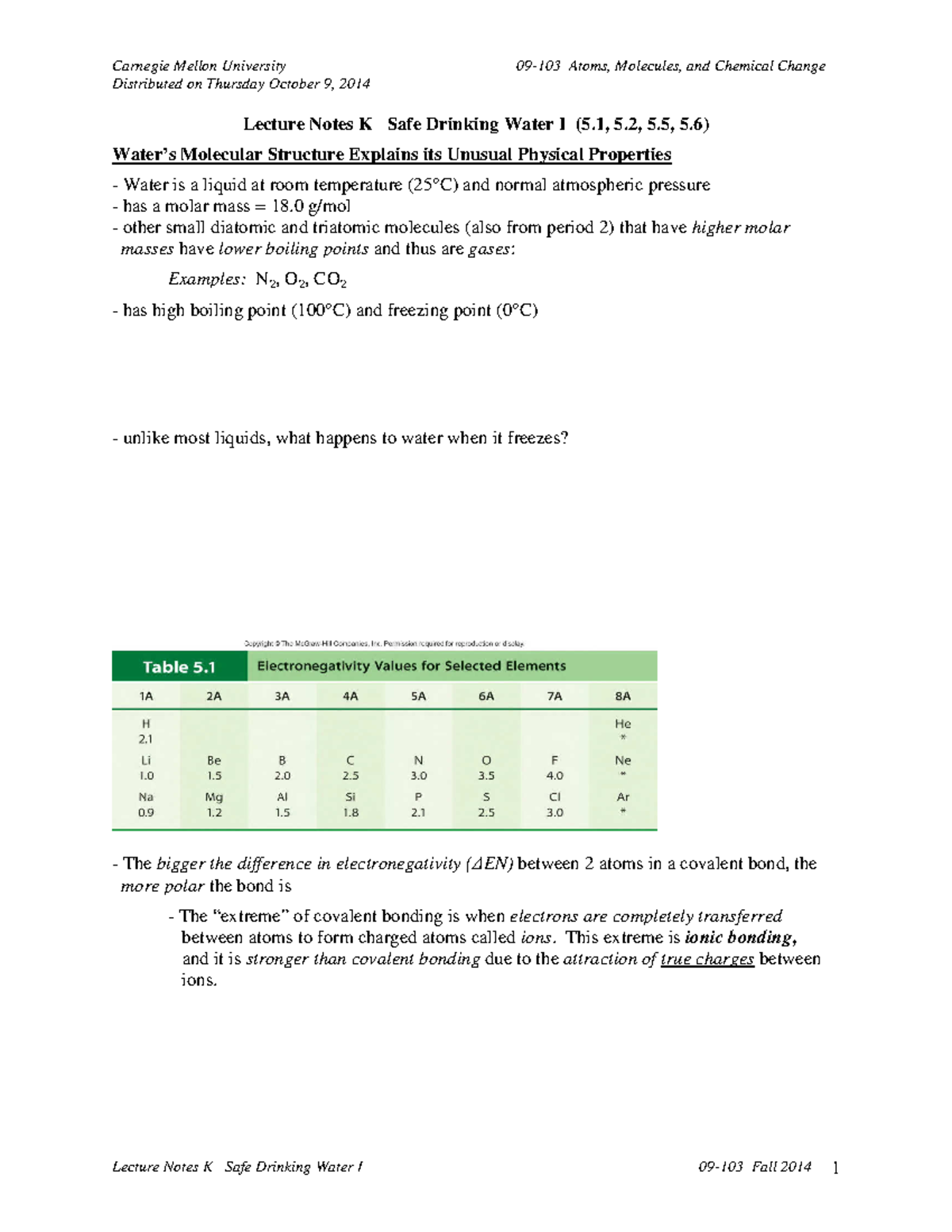 Partially Filled Lect Notes K 09 103 F 14 - Distributed on Thursday ...